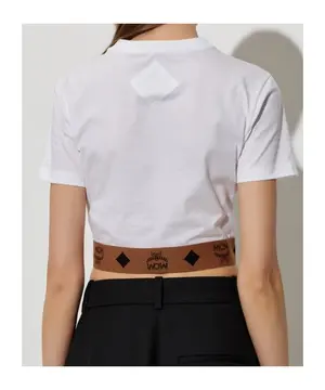 Mcm Cropped T-shirt With Logo Waistband