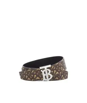 Burberry Reversible Monogram Print Leather Belt - Black