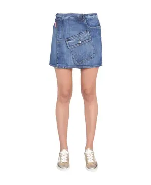 Dsquared2 Denim Wrap Skirt With Pocket Detail