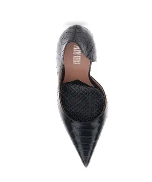 Paris Texas Vera Embossed Pointed-toe High Heel Pumps - Black