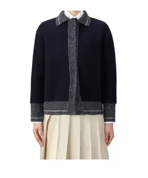Thom Browne Speckled-trim Long-sleeved Cardigan