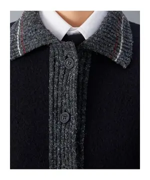 Thom Browne Speckled-trim Long-sleeved Cardigan