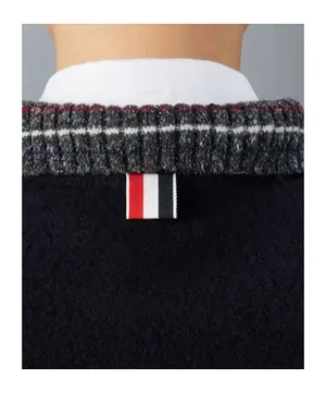 Thom Browne Speckled-trim Long-sleeved Cardigan