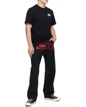 ICECREAM Running Dog-print Jeans - Black