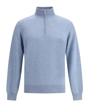 Brunello Cucinelli Funnel-neck Zip-up Knitted Polo Shirt - Cff33