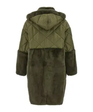 BLANCHA Long-sleeved Coat With Fur Accents