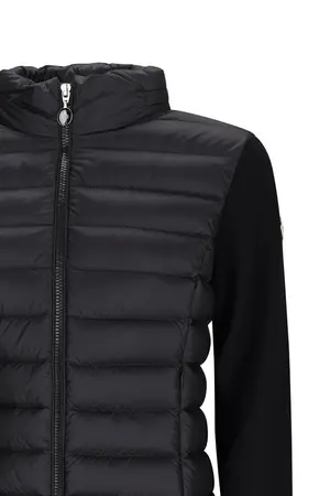 Moncler Logo Patch Quilted Zip-up Cardigan With Down-filled Front - Black