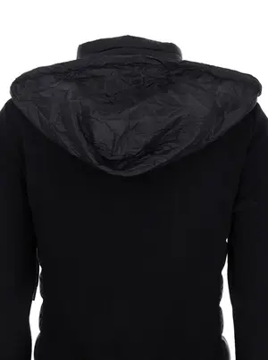 Moncler Logo Patch Quilted Zip-up Cardigan With Down-filled Front - Black