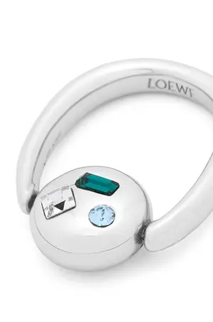 Loewe Anagram Pebble Ring In Sterling Silver And Crystals - Silver/multicolor