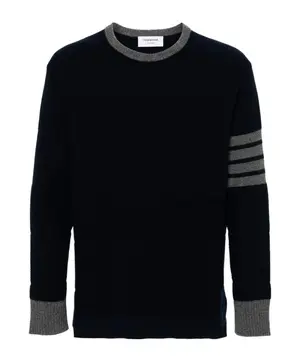 Thom Browne 4-bar Striped Crewneck Jumper - Blue