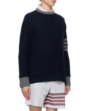 Thom Browne 4-bar Striped Crewneck Jumper - Blue