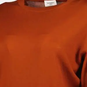 Saint Laurent Round Neck Ribbed Long Sleeve Pullover - Brown