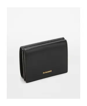 JIL SANDER Logo Detailed Tri-fold Wallet - Black