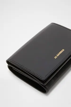 JIL SANDER Logo Detailed Tri-fold Wallet - Black