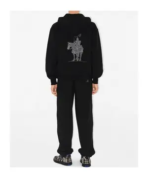 Burberry Ekd Motif Zip-up Drawstring Hoodie - Black