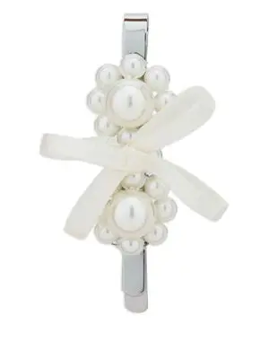 Simone Rocha Beaded Flower Hair Clip With Bow Detail