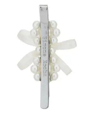 Simone Rocha Beaded Flower Hair Clip With Bow Detail