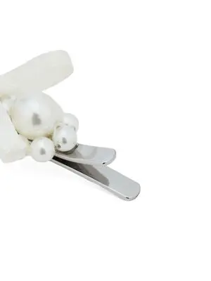 Simone Rocha Beaded Flower Hair Clip With Bow Detail