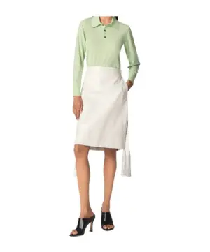 Bottega Veneta Shiny Leather Skirt With Tassel Details - White