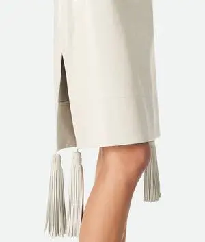 Bottega Veneta Shiny Leather Skirt With Tassel Details
