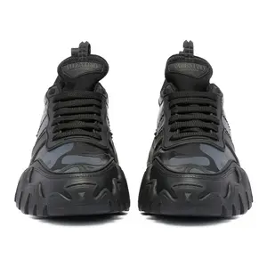 Valentino Garavani Multi-panel Leather And Suede Sneakers - Black