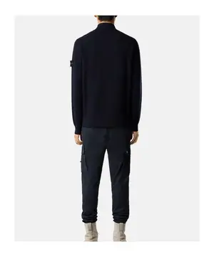 Stone Island Logo Patch Zip-up Cardigan - Blue