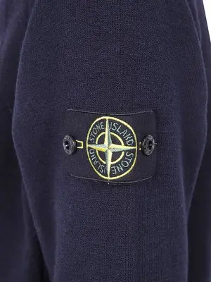 Stone Island Logo Patch Zip-up Cardigan - Blue