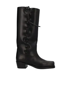Paris Texas Lace-up Knee-high Boots - Black