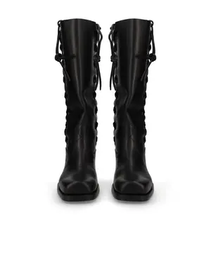 Paris Texas Lace-up Knee-high Boots - Black