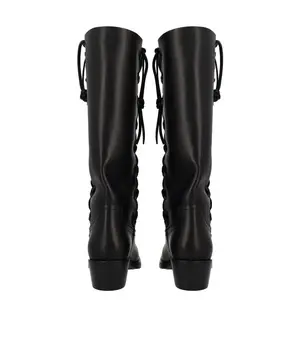 Paris Texas Lace-up Knee-high Boots - Black