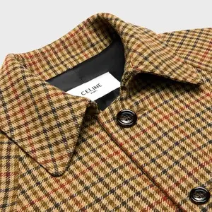 Celine Mac Coat In Checked Wool