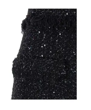 MSGM High-waist Frayed-trim Boucle Mini Skirt - Black