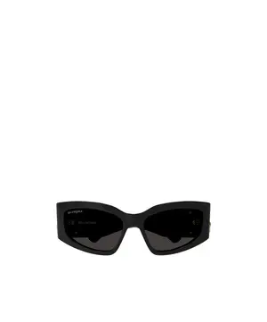 Balenciaga Logo Detail Rectangular Sunglasses - Black