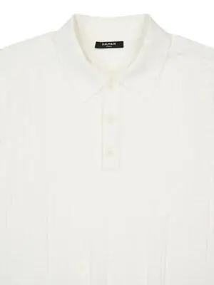 Balmain Monogram Knit Polo Shirt - White