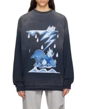 We11Done Graphic Print Long Sleeve Hoodie