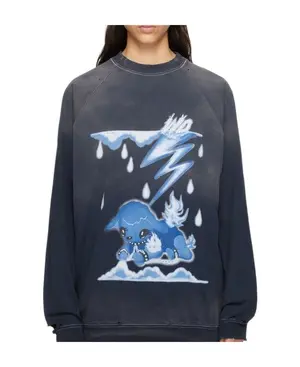 We11Done Graphic Print Long Sleeve Hoodie