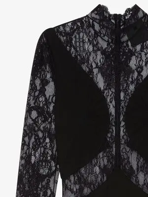 Givenchy Lace Detailed High Neck Mini Dress