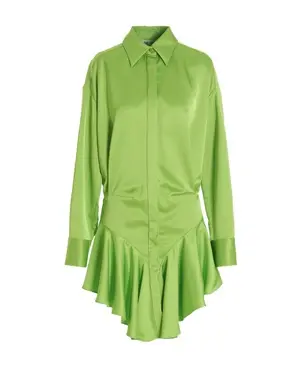 Attico Ruffled Hem Satin Mini Dress