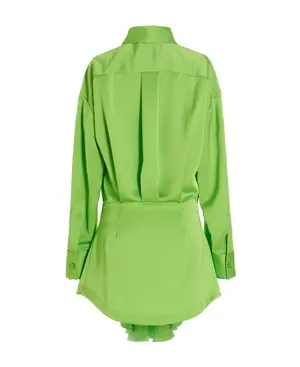 Attico Ruffled Hem Satin Mini Dress
