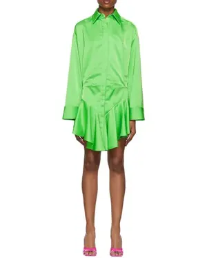 Attico Ruffled Hem Satin Mini Dress