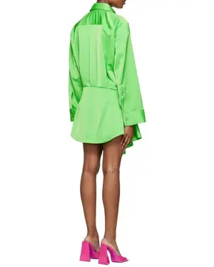 Attico Ruffled Hem Satin Mini Dress