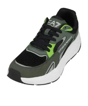 Emporio Armani Lace Up Round Toe Sneakers - Black