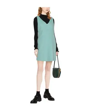 P.a.r.o.s.h Sleeveless V-neck Wool Dress - Blue
