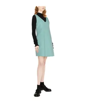 P.a.r.o.s.h Sleeveless V-neck Wool Dress - Blue