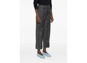 Peserico Herringbone Wool Trousers With Flap Hem