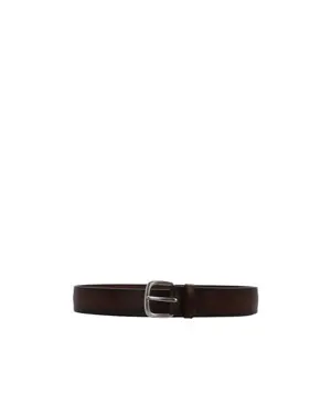 ORTIGNI Geometric Buckle Leather Belt - Black