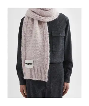 JIL SANDER Logo-patch Knitted Scarf