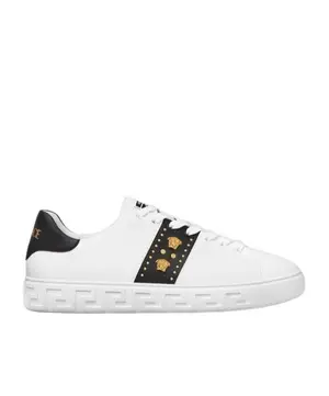 Versace Greca Embellished Lace-up Sneakers - White