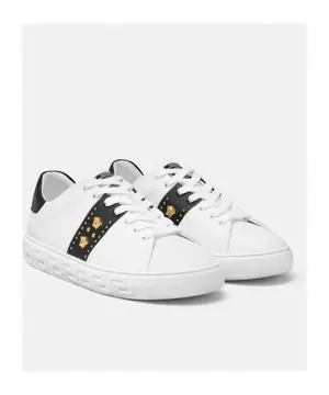 Versace Greca Embellished Lace-up Sneakers - White