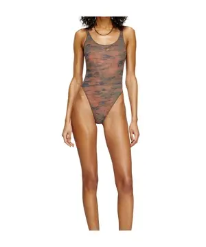 DIESEL® Camouflage Print Ribbed One-piece Swimsuit